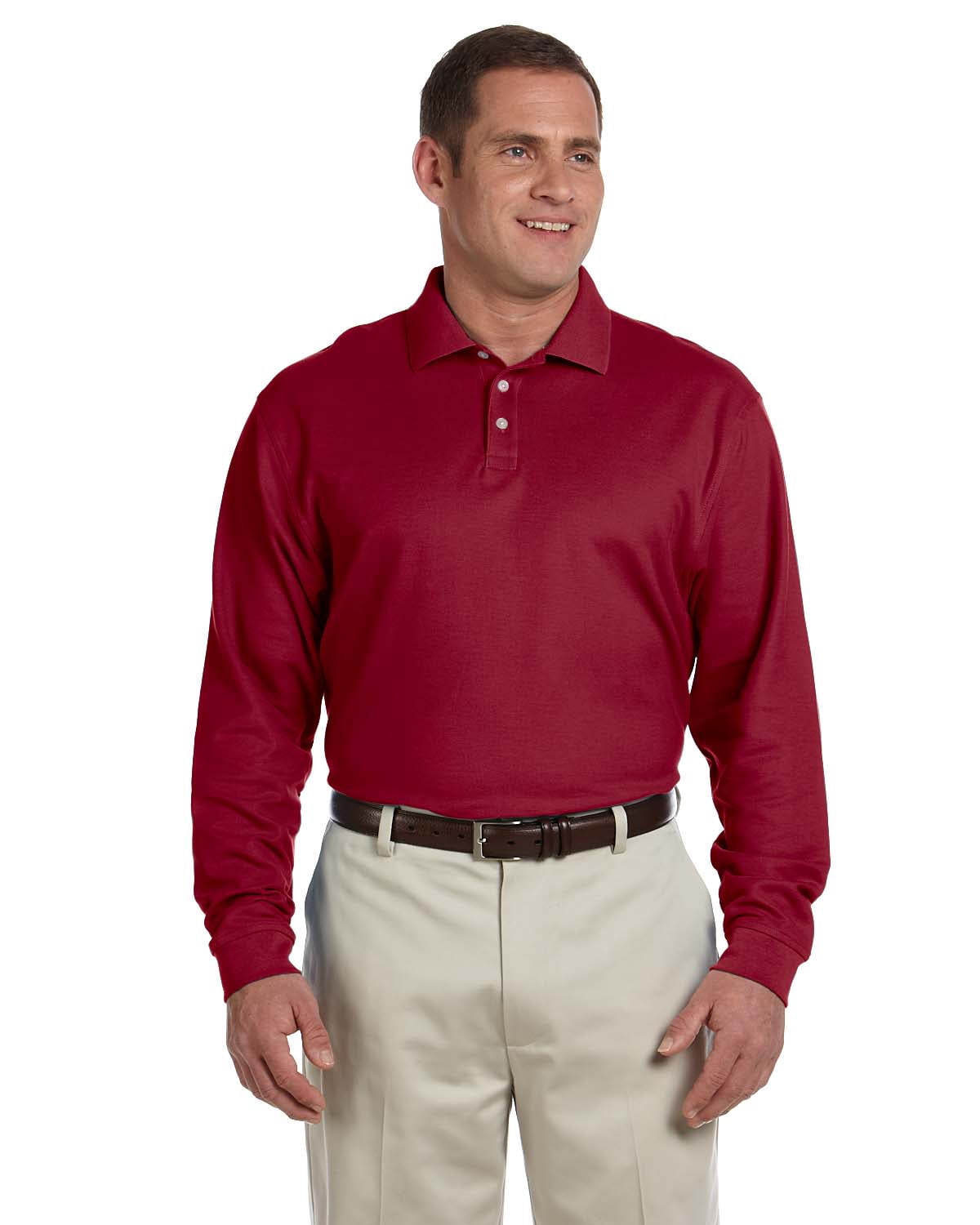 D110 Devon & Jones Men's Pima PiquÃ© Long-Sleeve Polo Burgundy 4XL - Walmart.com