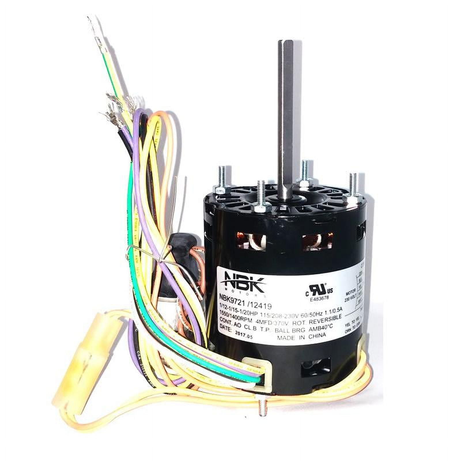 D1127 REFRIGERATION FAN MOTOR 115/230V 1.0/.5 AMPS, RPM 1550/1400 ...