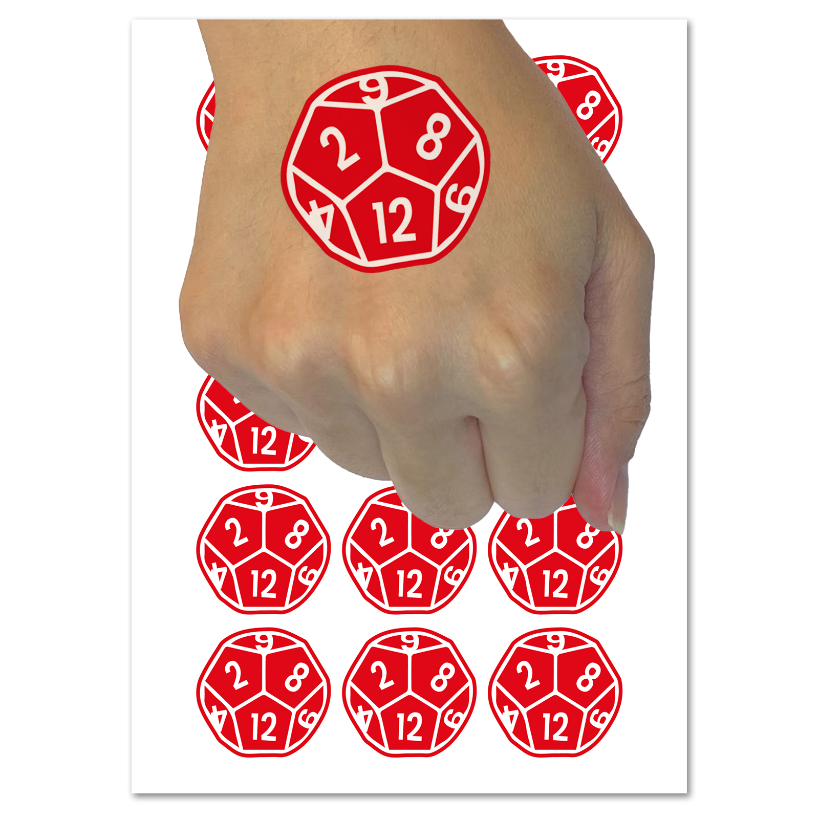 D12 12 Sided Gaming Gamer Dice Critical Role Water Resistant Temporary Tattoo Set Fake Body Art ...