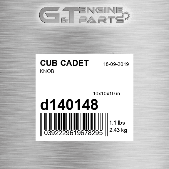 D140148 KNOB fits CUB CADET (New OEM) - Walmart.com