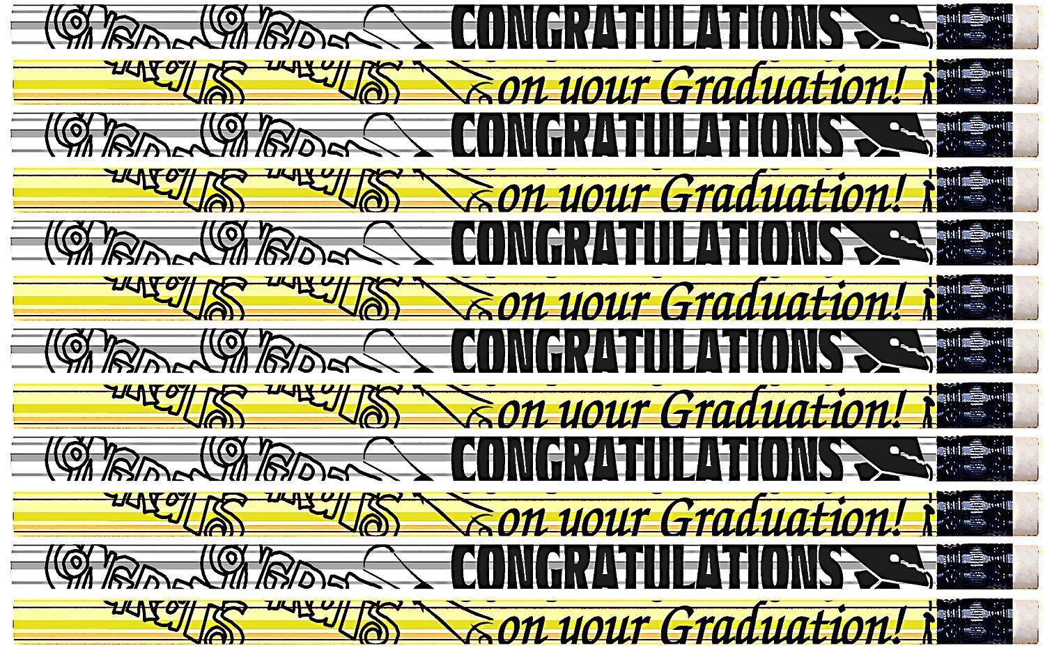 Express Pencils Motivational Graduation Pencils, Silver Gold Black, 36 ...