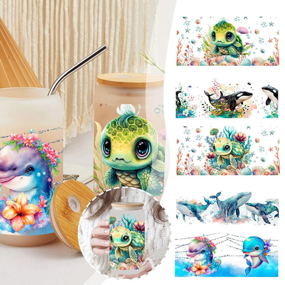 D1970 Ocean Cartoon Print Heat Transfer Cup Sticker Crystal Label ...