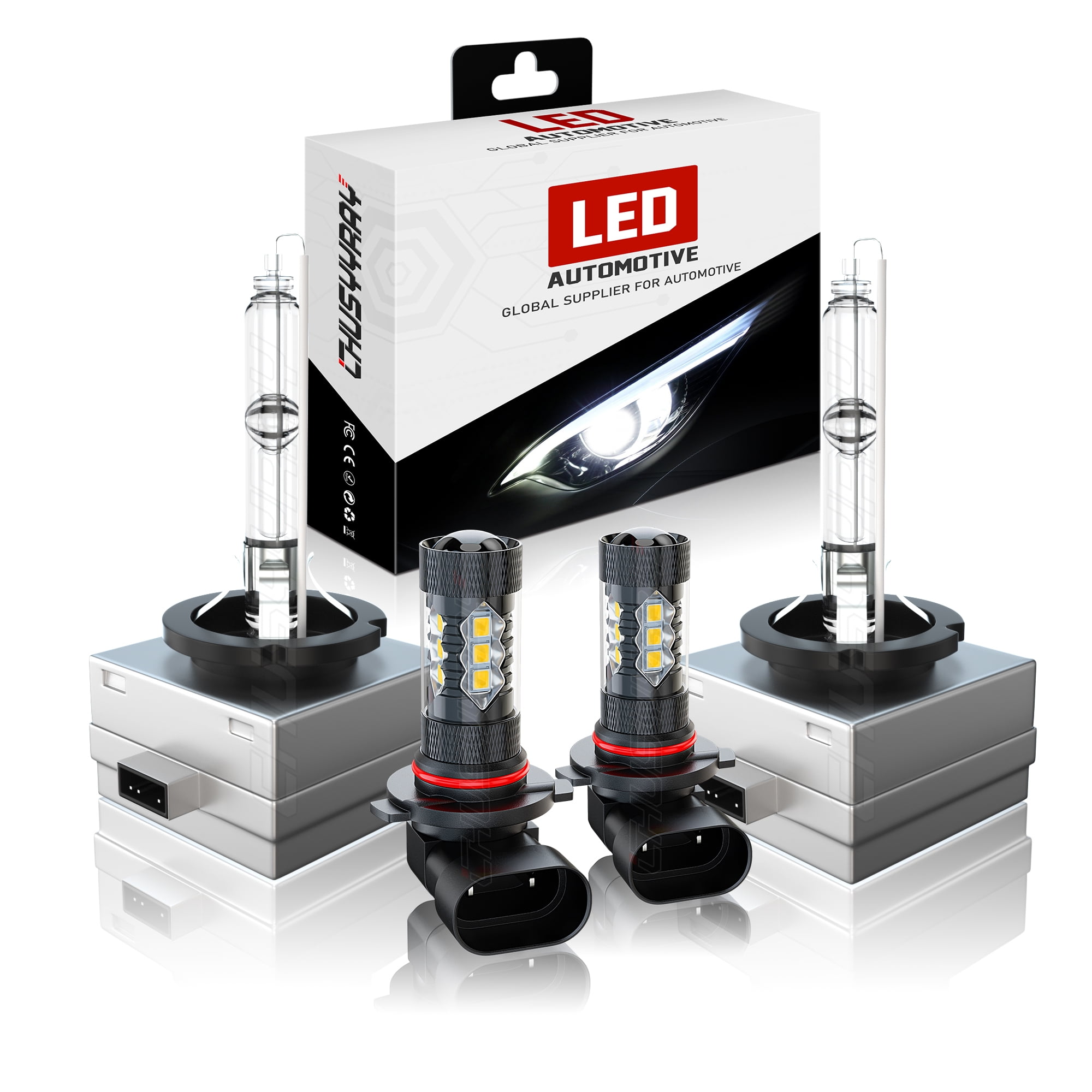 D1S HID Headlight Hi-Lo Beam + 9006/9145 Fog Light Bulbs Combo 4 Bulb ...