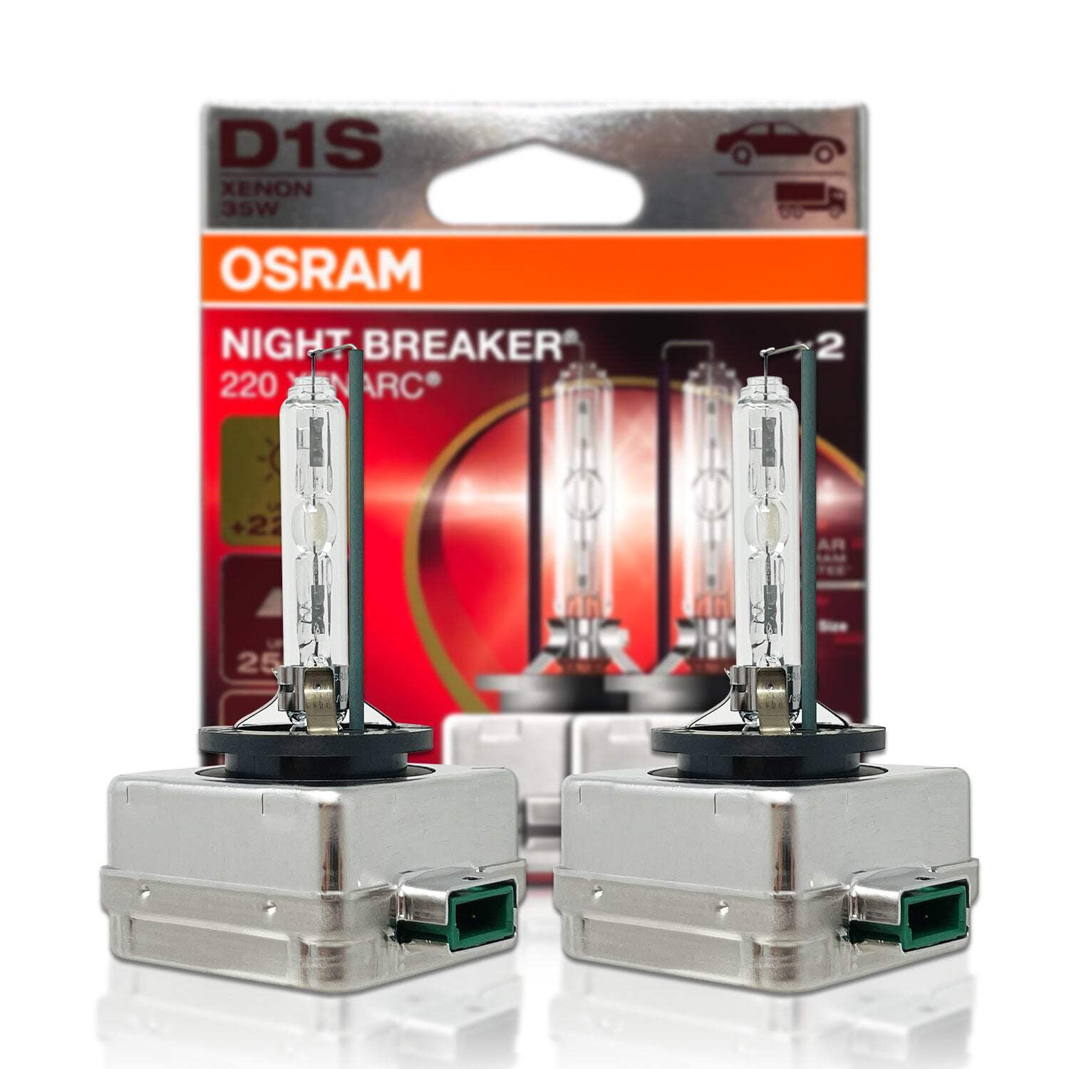 D1S: Osram 66140XN2 Night Breaker 220 HID Xenon Bulbs | Pack of 2 ...