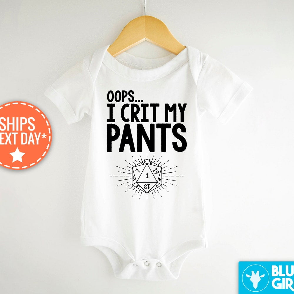 D20 Baby One Piece, Dungeons And Dragons Onesie, I Crit My Pants ...