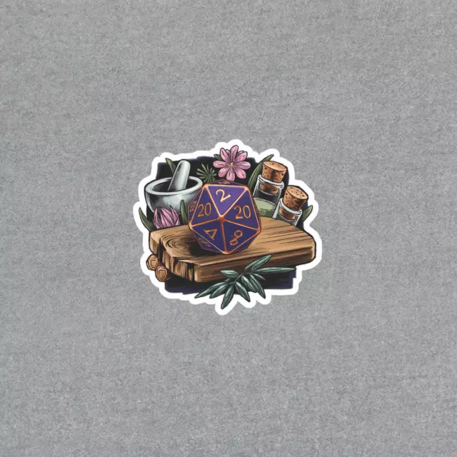 D20 Dice Botanical Sticker - Dungeons And Dragons Inspired Floral Rpg ...