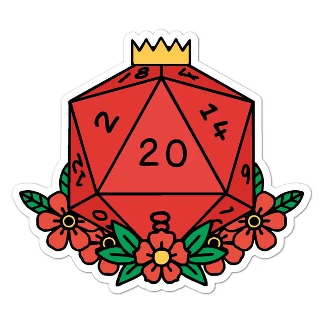 D20 Dice Rpg Sticker Indoor Outdoor Phone Decal Water Bottle Stickers ...