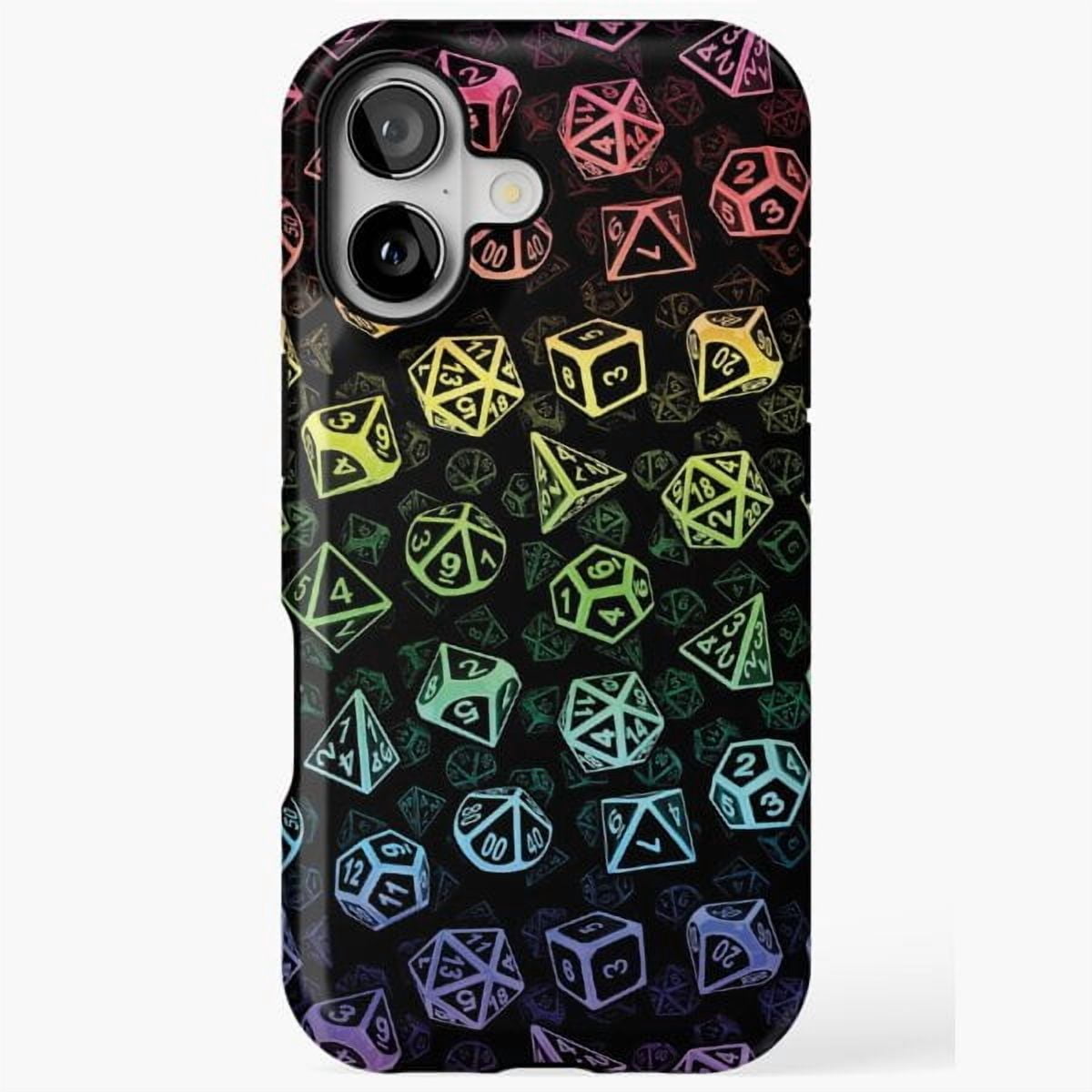 D20 Dice Set Rainbow Pattern Gamer Tabletop RPG Fantasy Case 17 16 15 ...