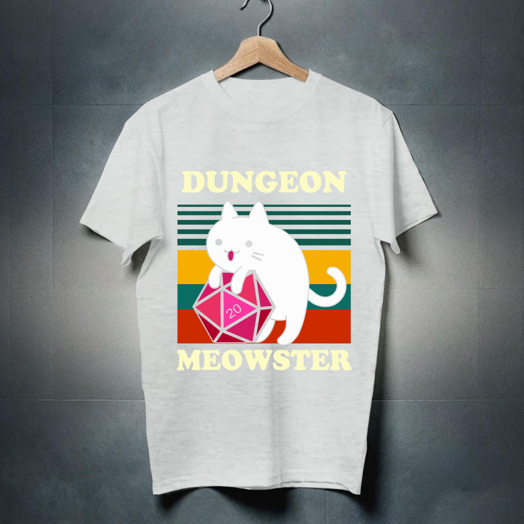 D20 Tee Cat Funny Gamer Sleeve Tabletop Meowster Short DnD Dungeon T ...