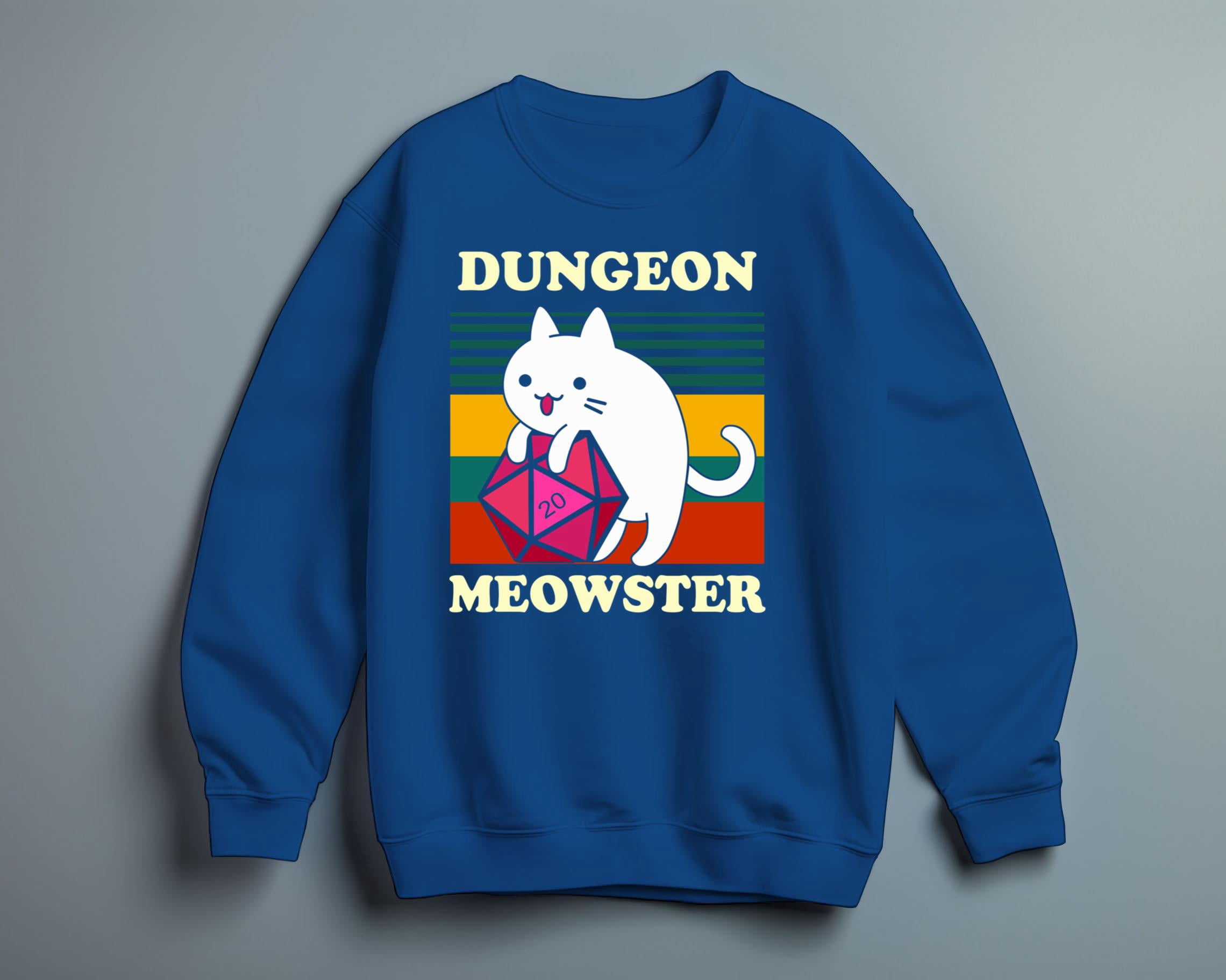 D20 Tee Cat Funny Gamer Sleeve Tabletop Meowster Short DnD Dungeon T ...