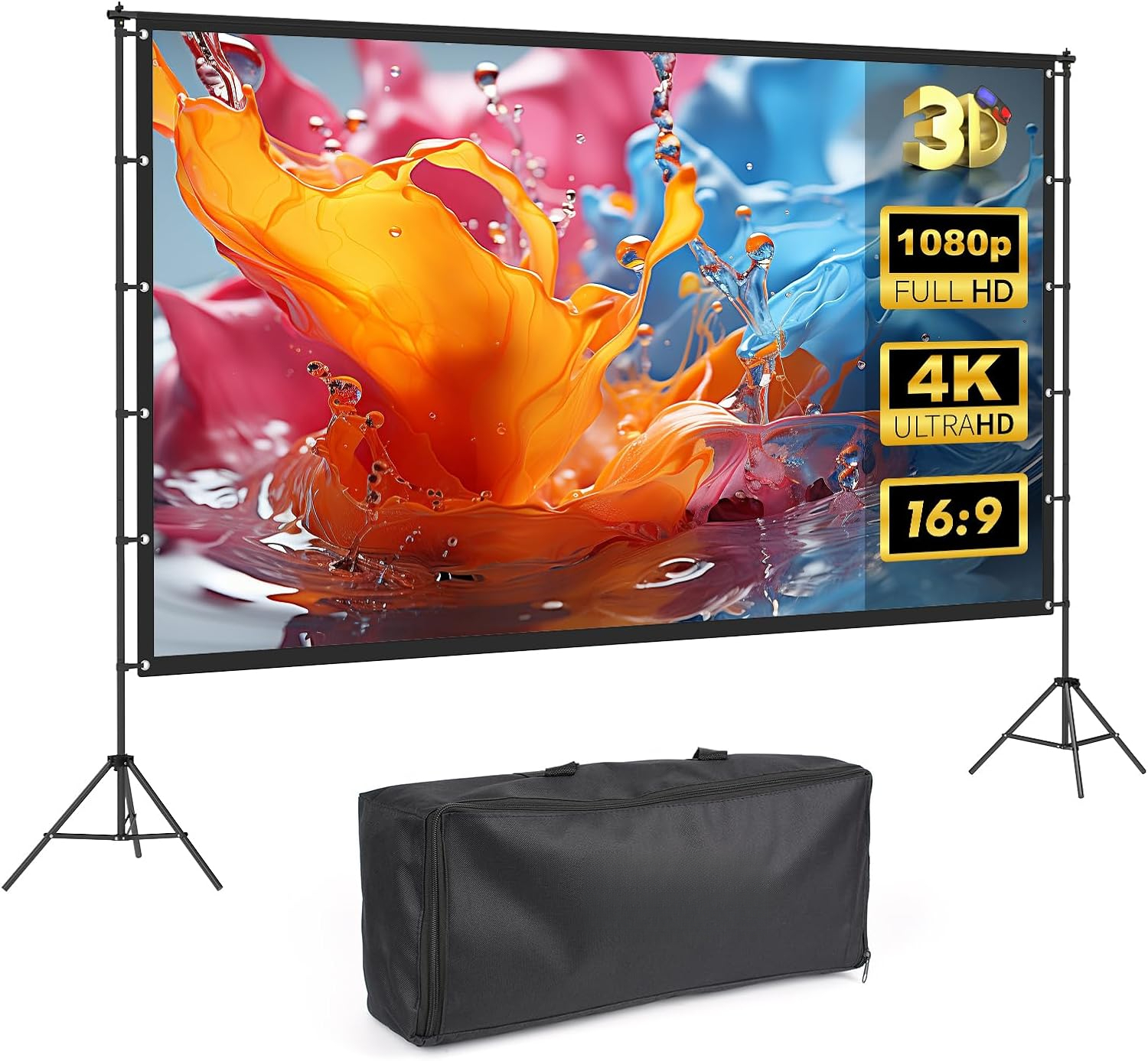 D2025 100-inch Portable Projector Screen with Stand – Elevate Your ...