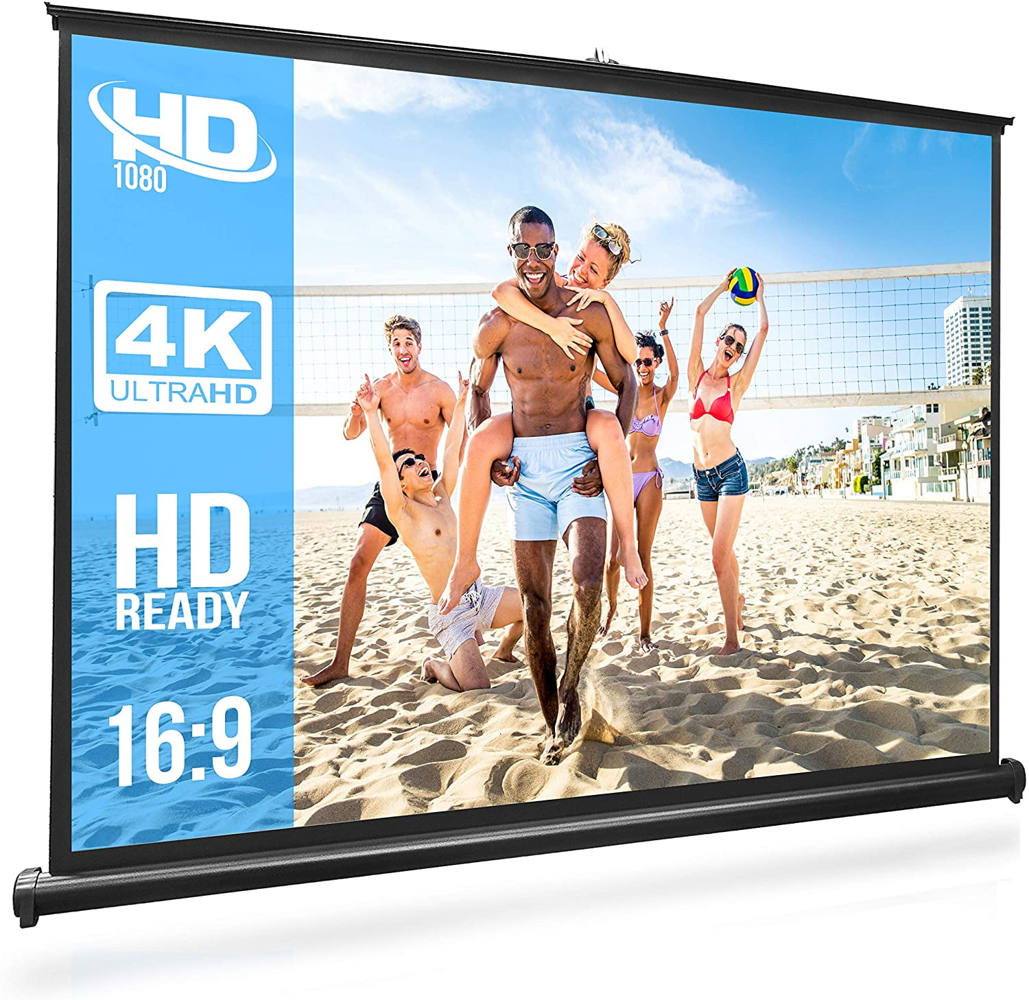 D2025 50 Inches Projector Screen Portable Floor Standing Fold-Out Roll ...
