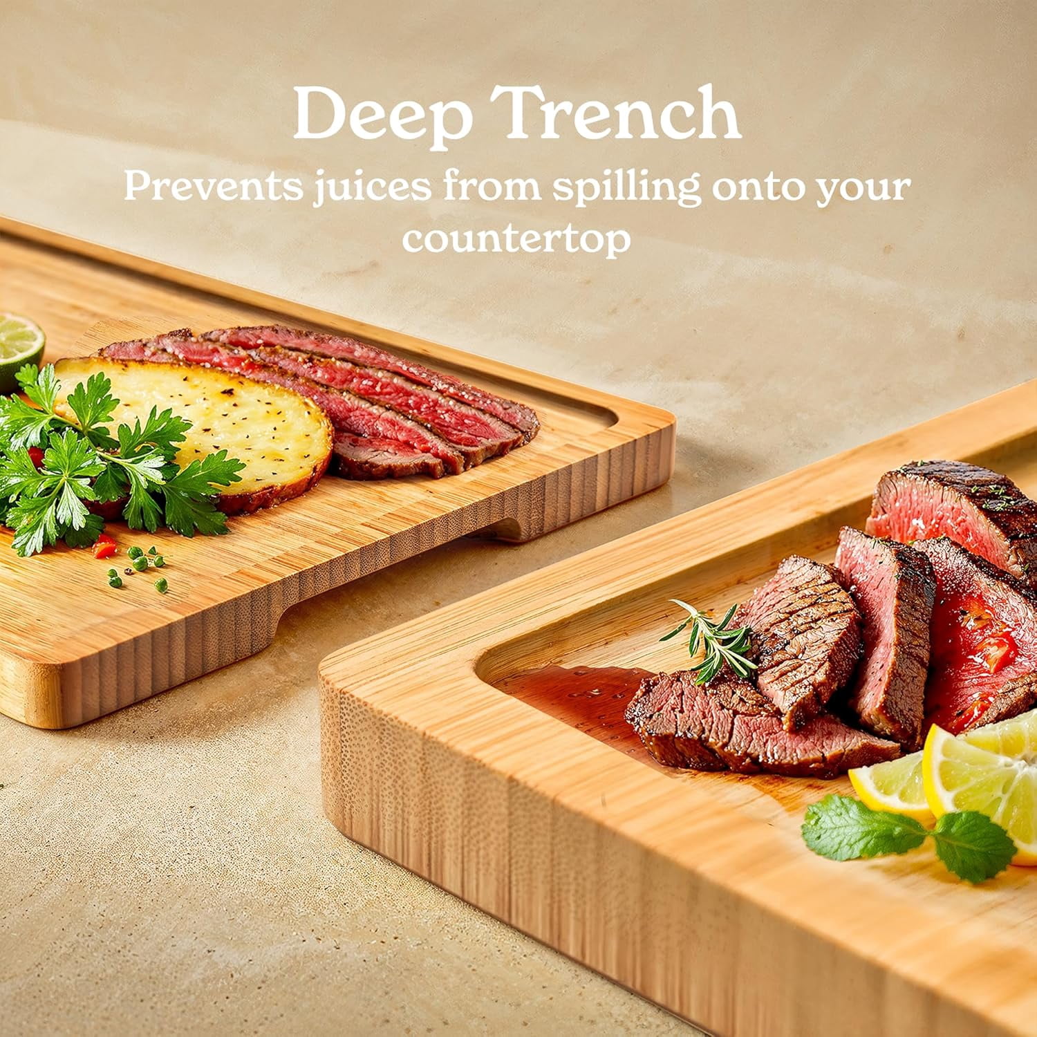 D2025 Wooden Cutting Boards For Kitchen Meal Prep & Serving - Bamboo ...