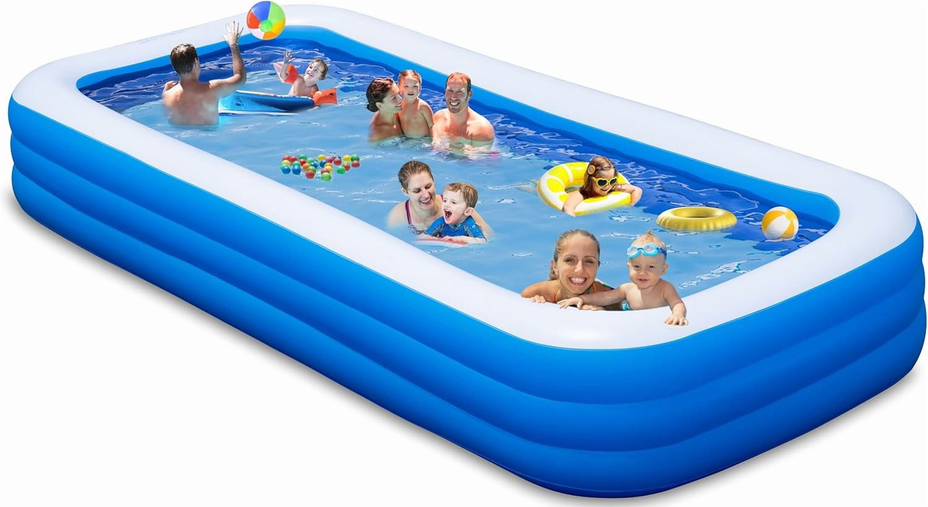 D2025Extra Large Inflatable Pool with Pump, 158"x74"x22" Big Outdoor ...