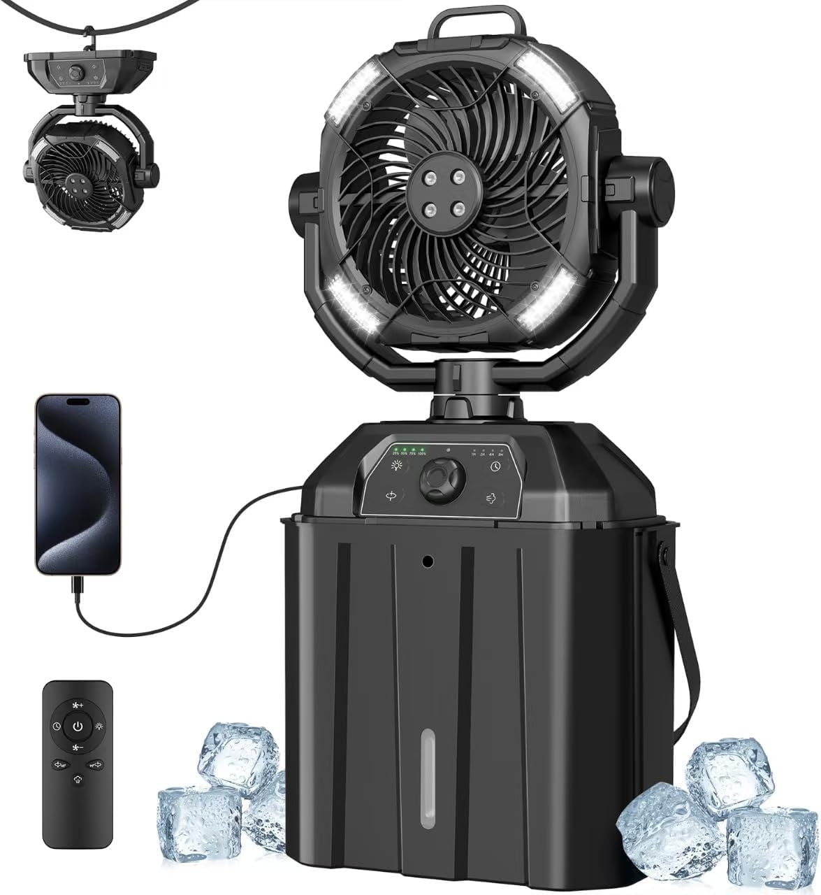 D2025Portable Misting Fan with 25000mAh Reverse Charging & Remote ...