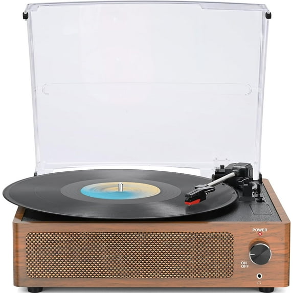 D2025Vintage Record Players for Vinyl with Speakers Belt-Driven Retro ...