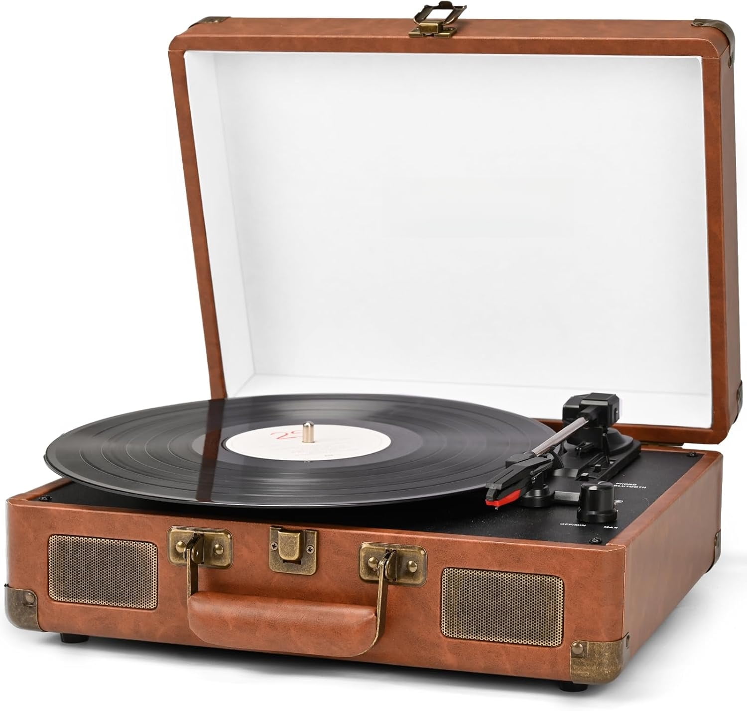 D2025Vinyl Record Player 3-Speed Bluetooth Portable Suitcase Records ...