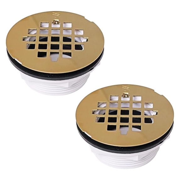 D206P-2-01 2" No-Caulk PVC Compression Shower Drain with 4-1/4" Round ...