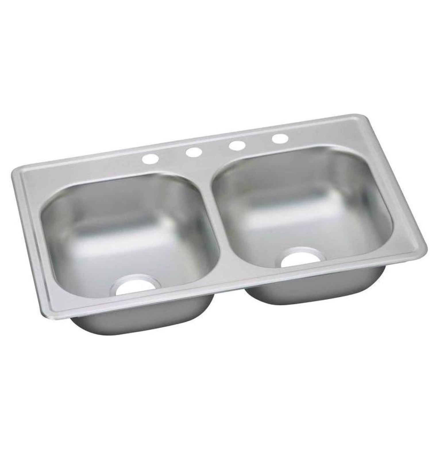 D233193 Dayton Equal Double Bowl Drop-in Stainless Steel Sink, 33 x 19 ...