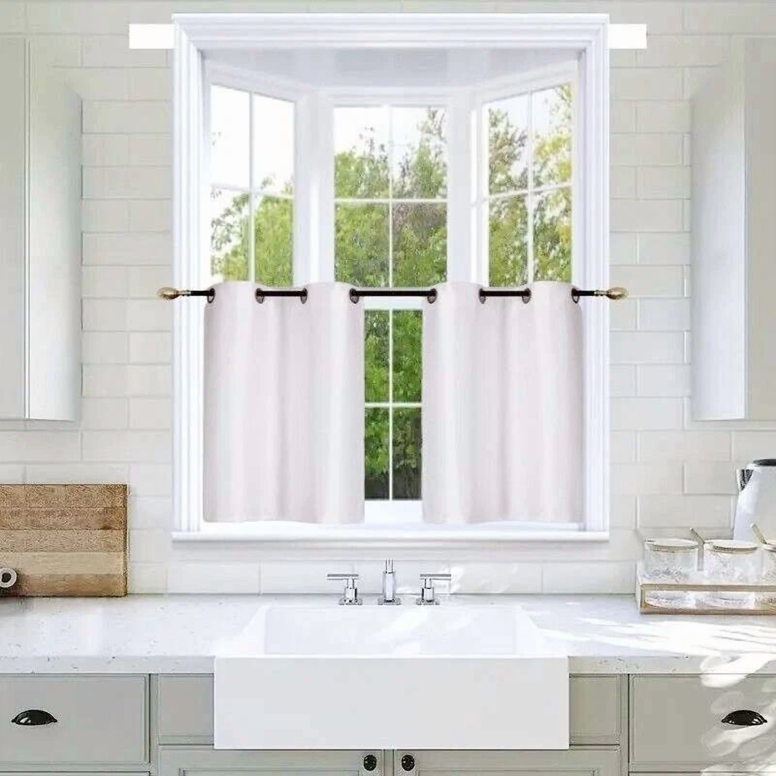 D24 Blackout Short Curtains 30" wide X 36" Long each Tier Pure White 2 ...