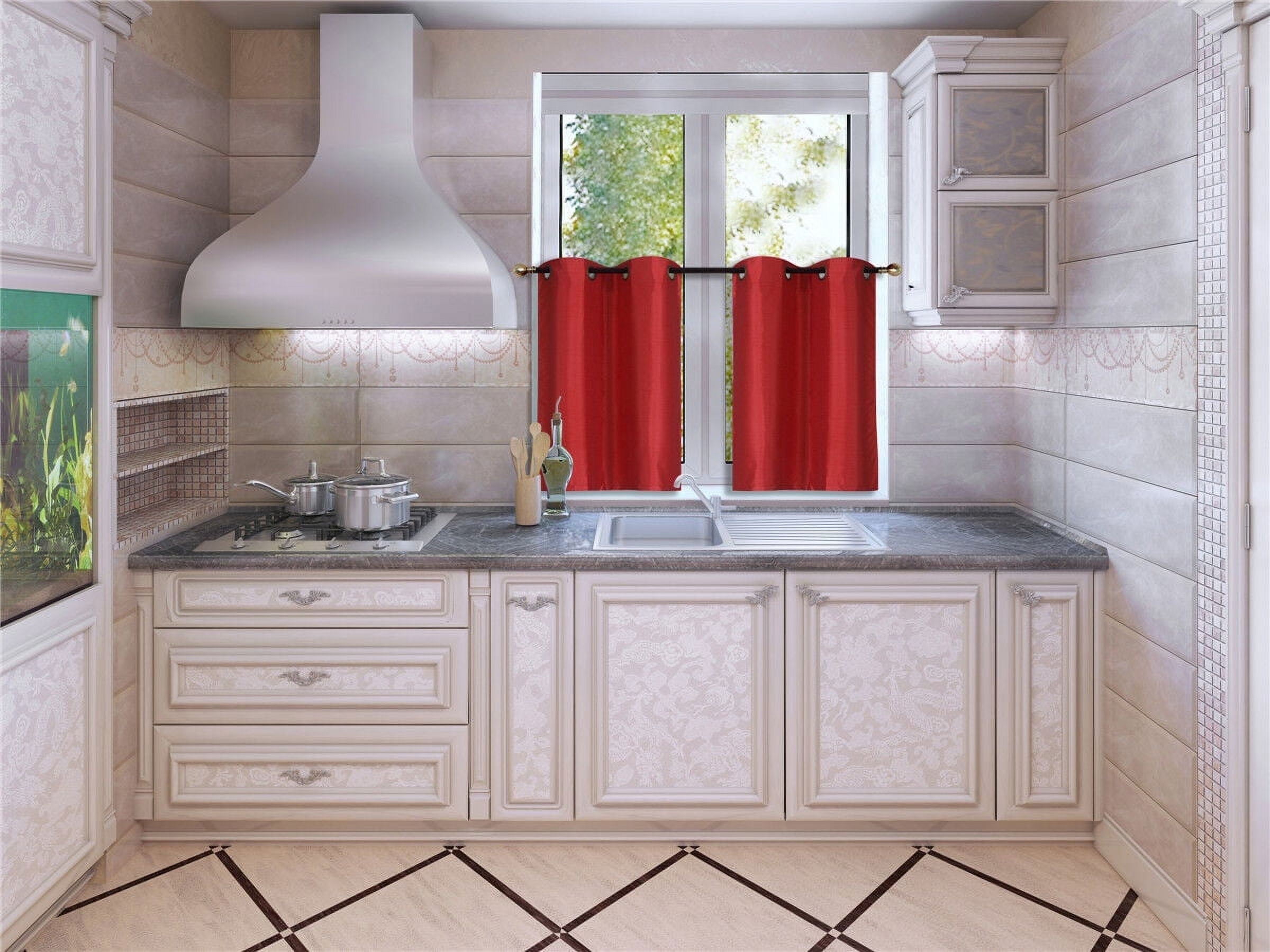 D24 Red 2-Piece window treatment curtain 100% privacy Grommet Top ...