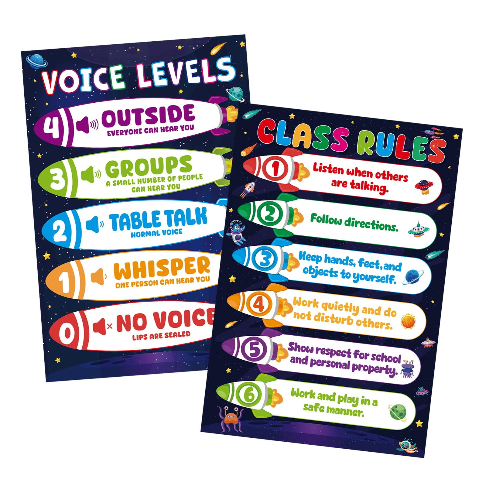D24TIME Voice Level Chart for Classroom-Classroom Rules Poster for Kids ...