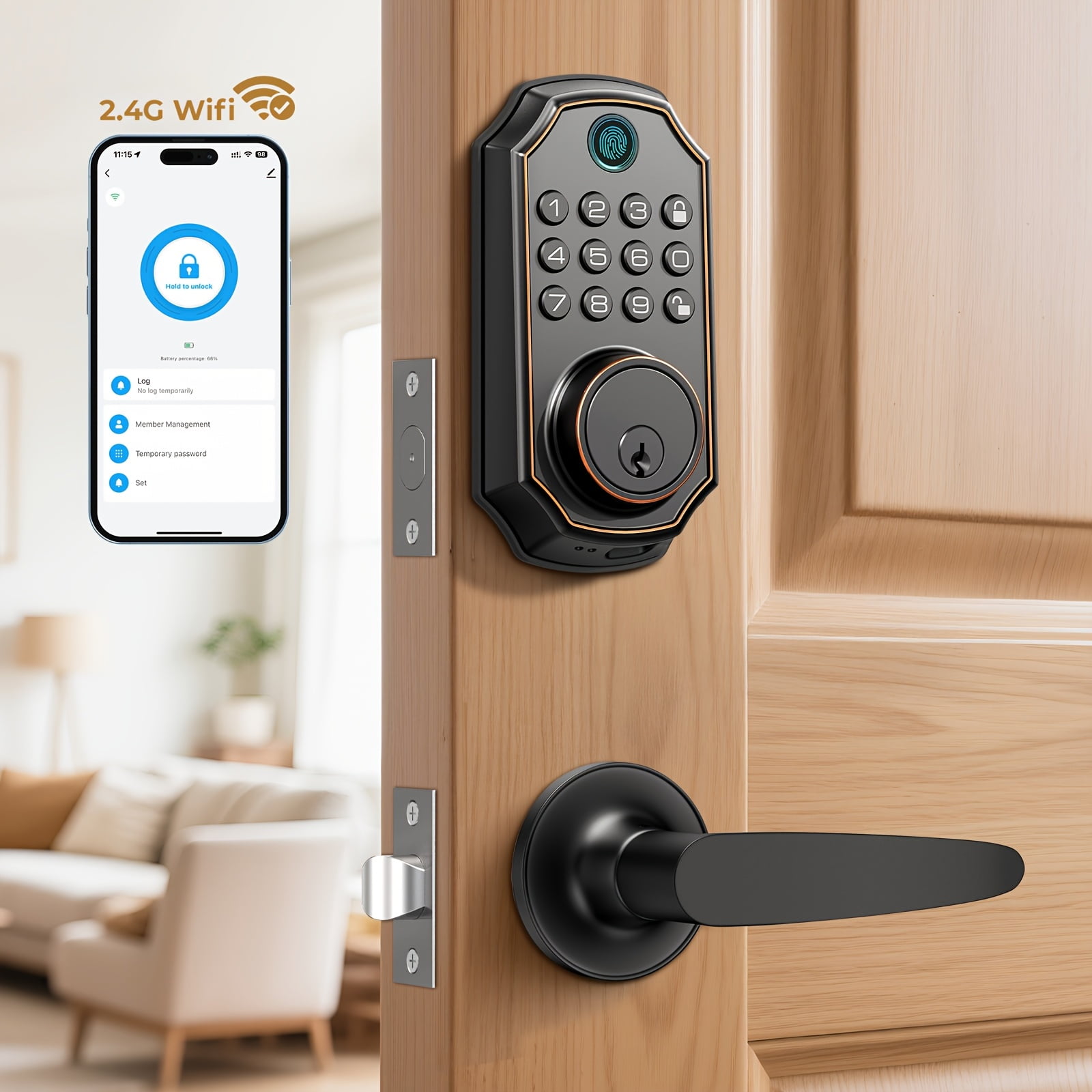 D280 Smart 5-in-1 Fingerprint Door Lock, Keyless Entry with Biometric ...