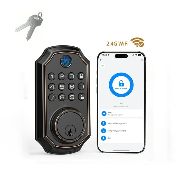 D280 Smart 5-in-1 Fingerprint Door Lock, Keyless Entry Door Lock ...