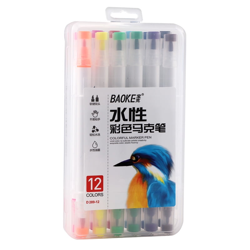 D289#12 Colors Dual Tip Water-Based Color Markers 12 Colors Set ...