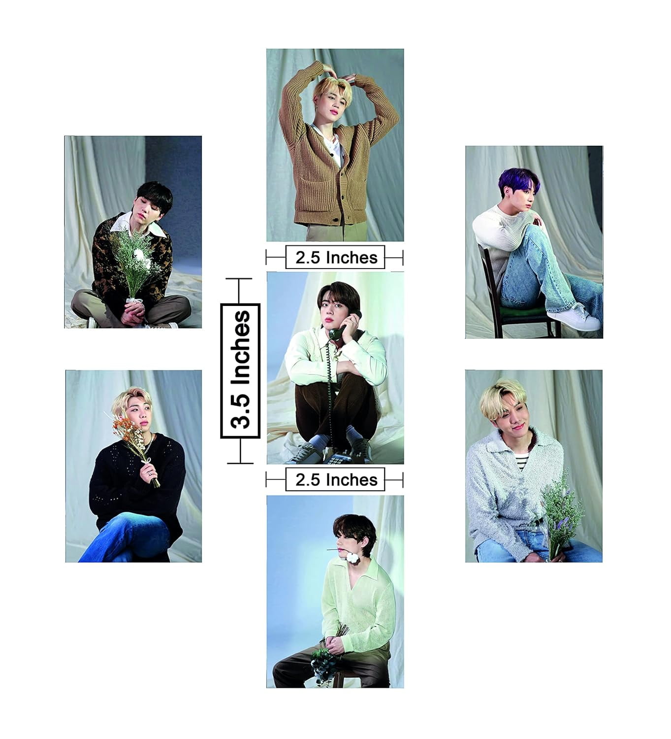 D2C BTS Band All Members Bangtan Boys Premium HD Quality Pack Of 7 Lomo Cards Photo card 300Gsm ...