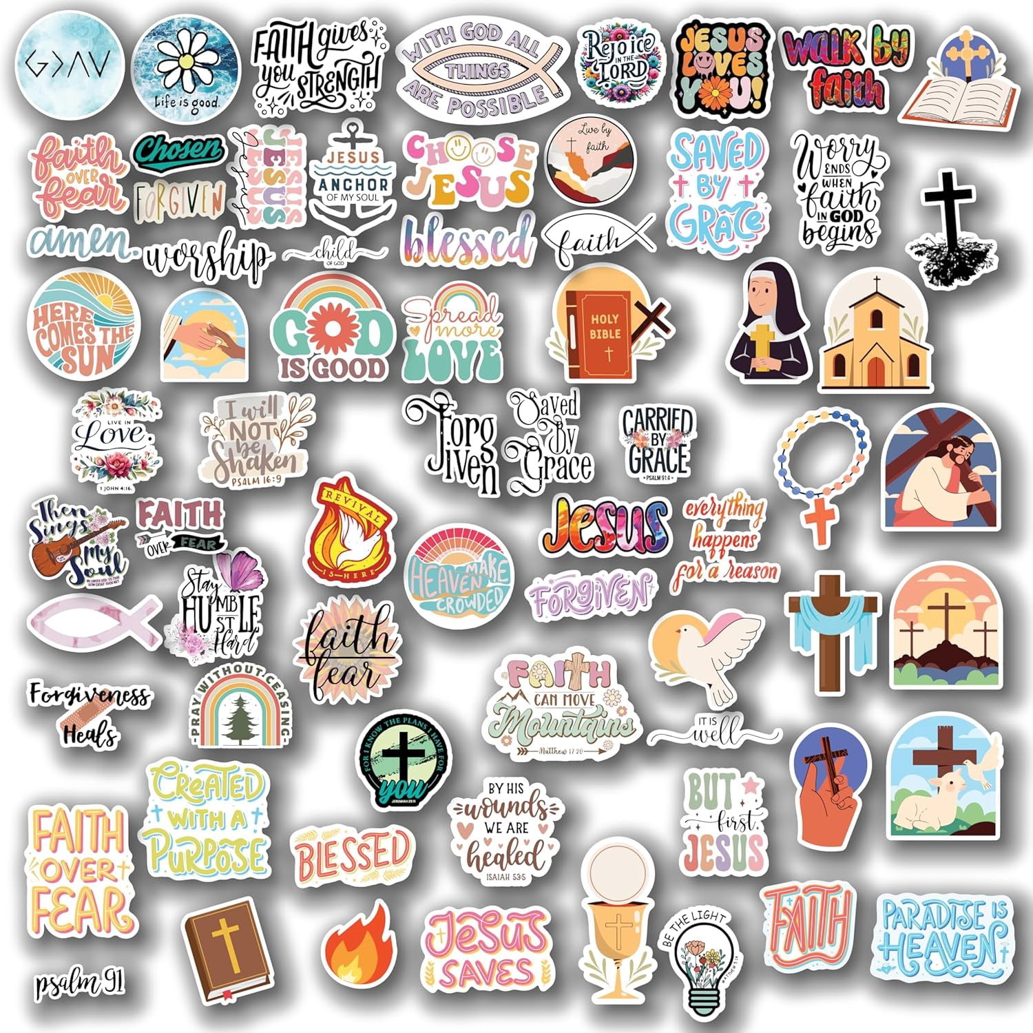 D2C Bible Quotes FaithBased Inspirational Stickers Set 72pc Opaque ...