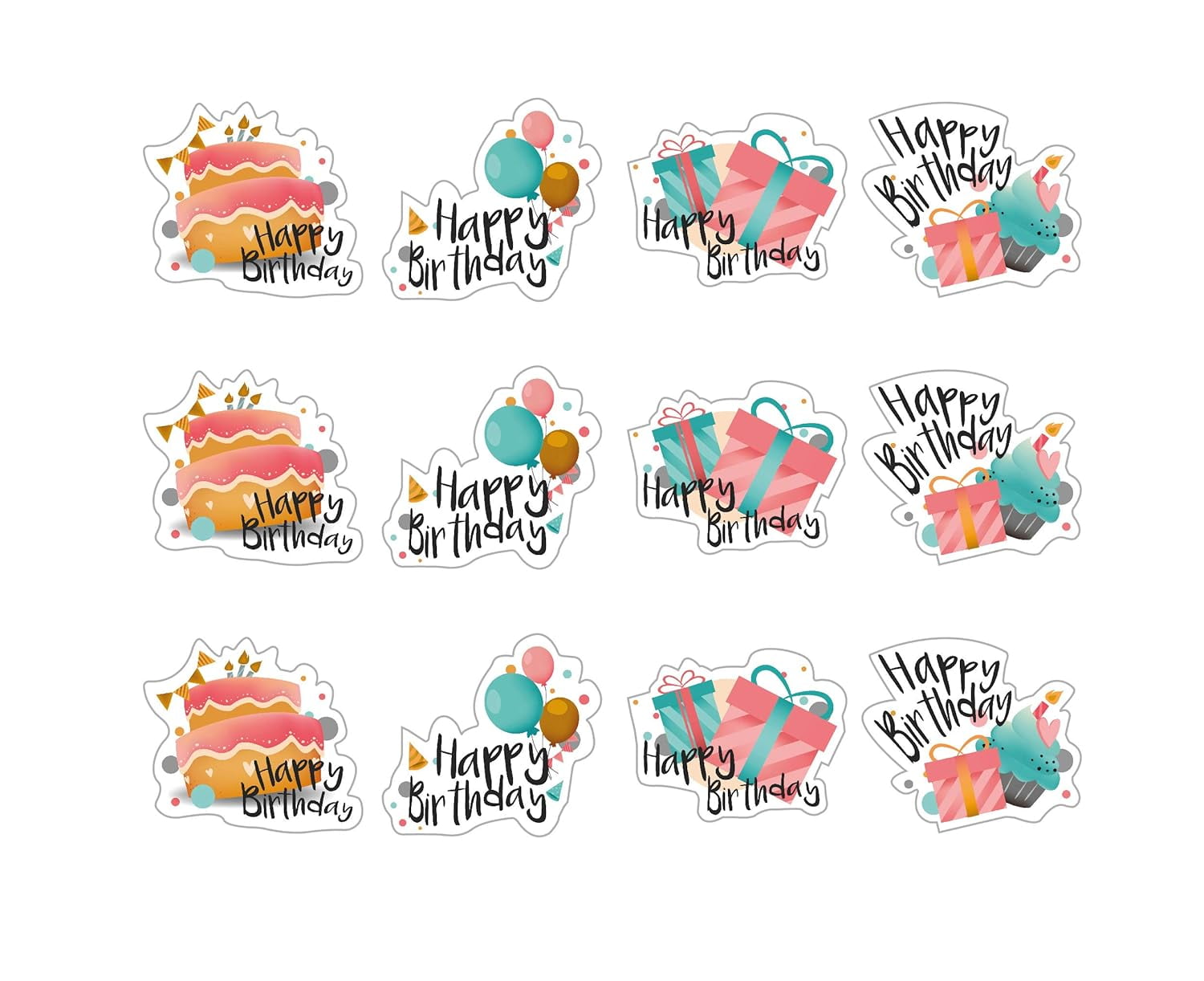 D2C Happy Birthday Gift Wrap Sticker Pack for Gift Wrapping and Hampers ...
