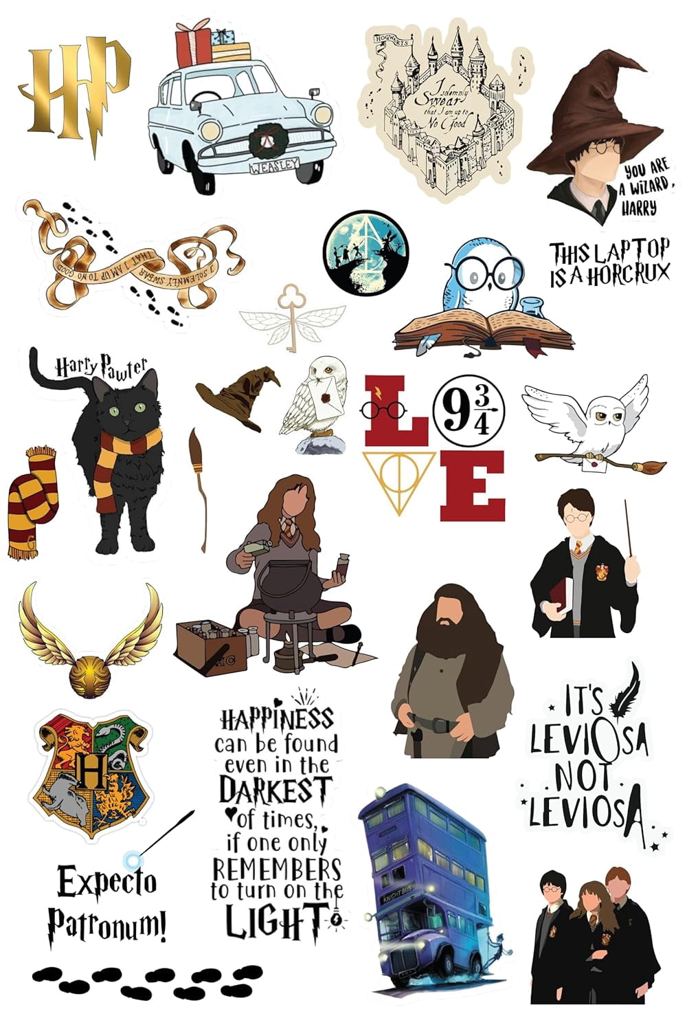 D2C Harry Potter Scrapbook Stickers Pack of 25 Glitter Finish ...