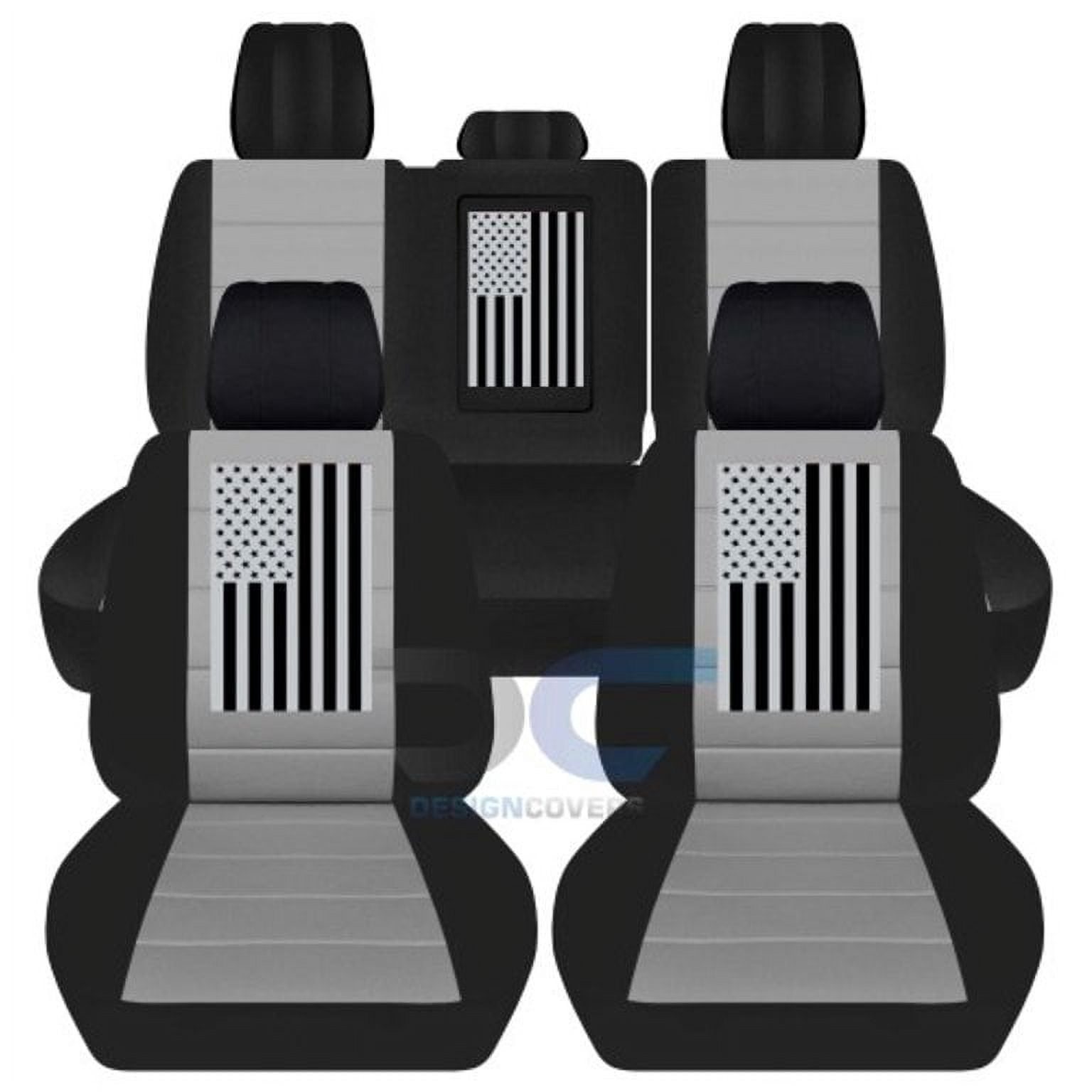 Fits 2012-2018 Dodge Ram W USFlag Cotton Seat Cvrs 40/60 Rr W AR:Blk ...