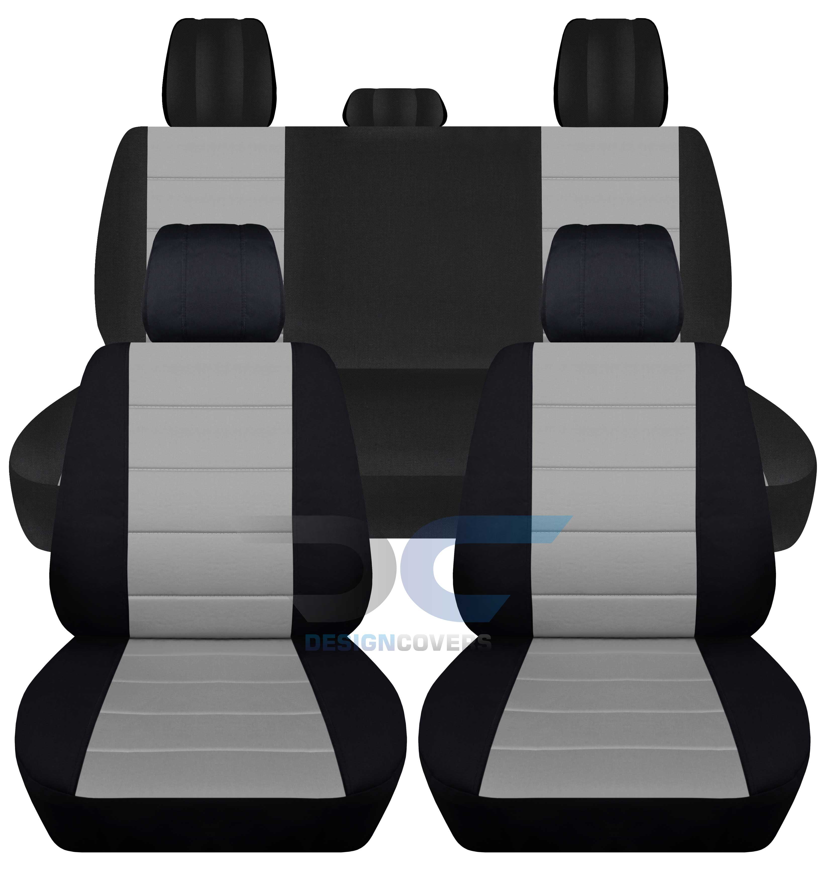 Fits 2012-2018 Dodge Ram Cotton Seat Covers Solid Rr :Blk Silver - Full ...