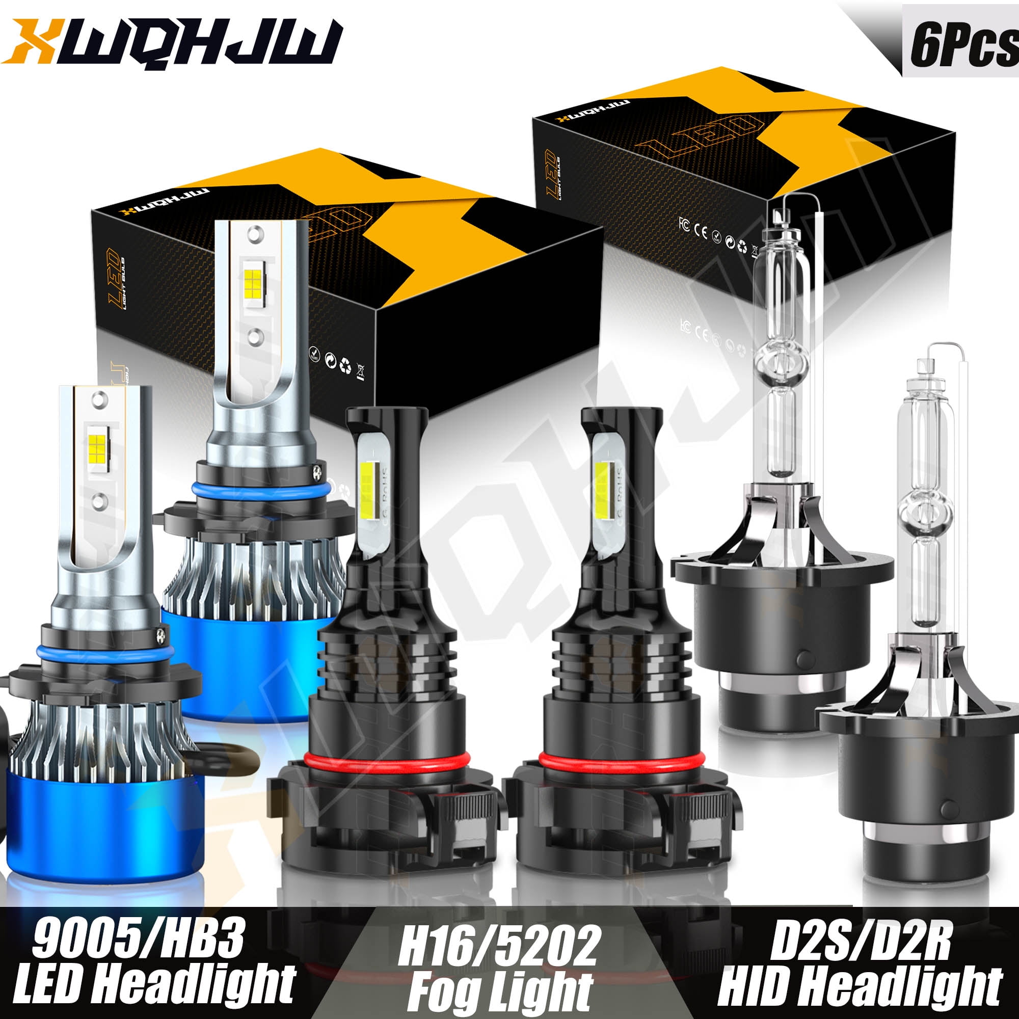 D2S+9005 LED HID Headlight High Low Beam Bulbs 5202/H16 Fog Light Bulbs ...