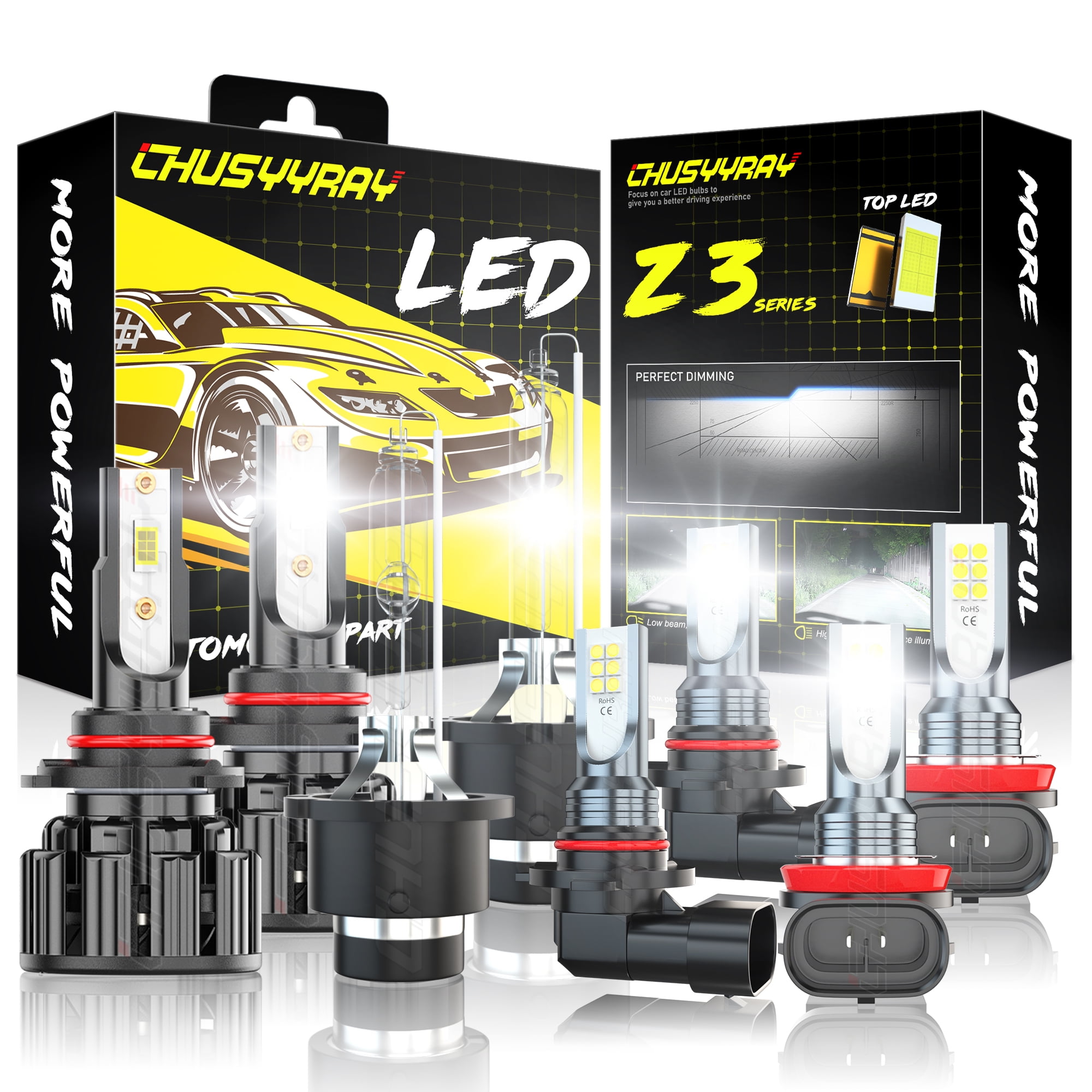 D2S/D2R HID Low Beam 9005 LED High Beam Headlight Bulb 9145+H11/H8/H9 ...