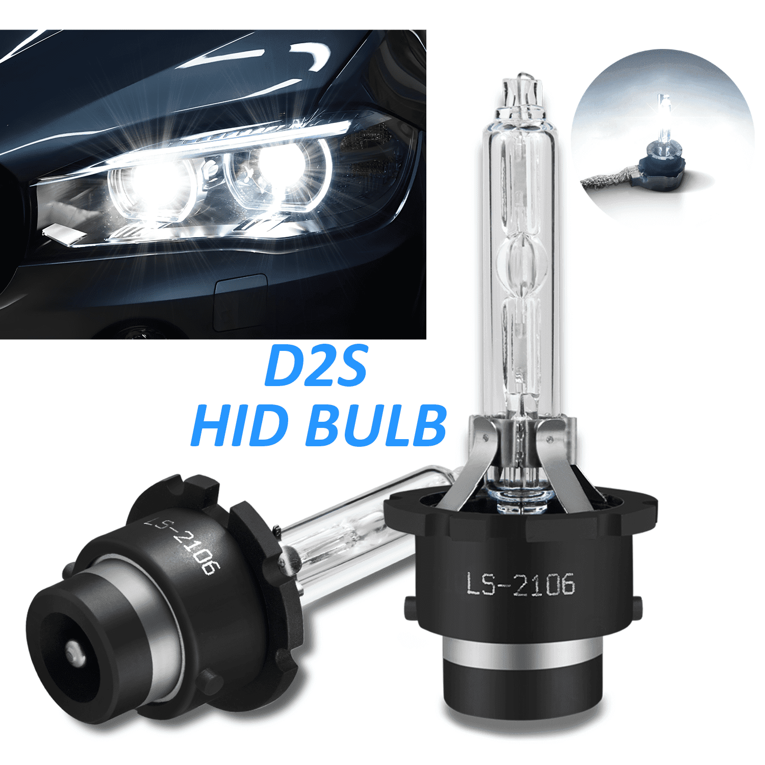 D2S Xenon Headlamp Bulbs for Mazda 3 2004-2009(Low Beam) 2010-2013(Hi ...
