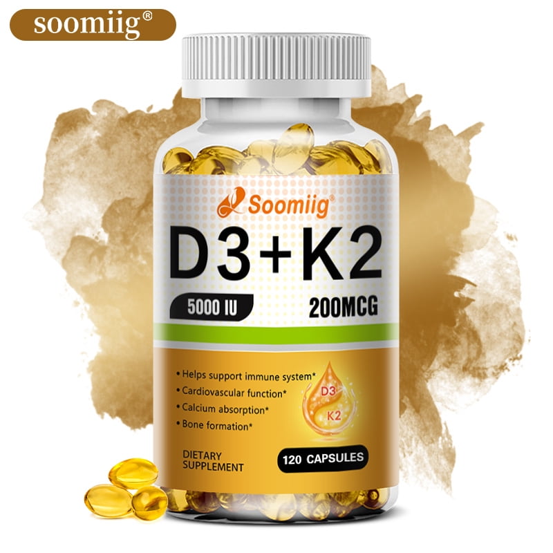 D3+K2 Supplement - Vitamin D3 5000 IU, 200 mcg Vitamin K2 - Support ...