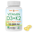 D3 K2 Vitamin 10,000 IU, K2 Vitamin with D3 Supplement High Potency Formula, Immune Supports ...