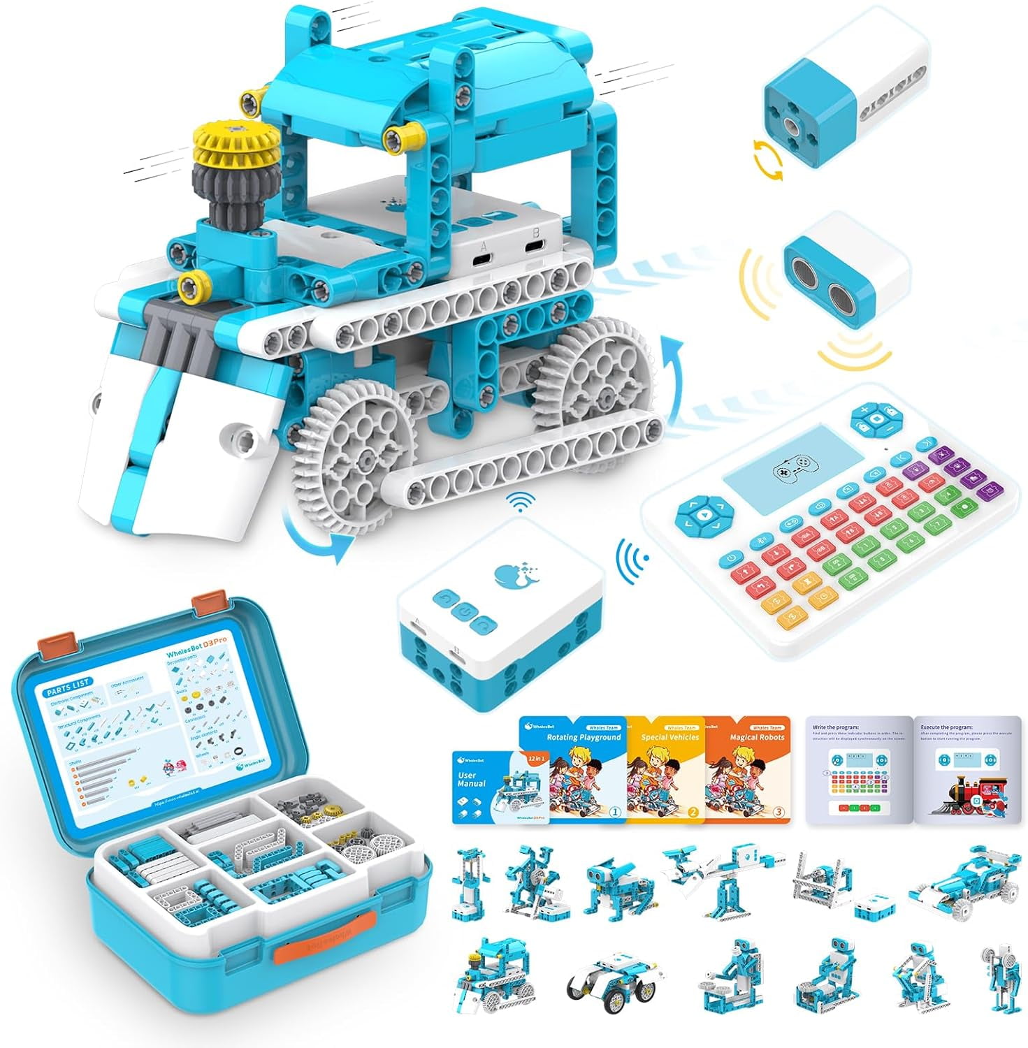 D3 Pro 12-in-1 STEM Wecode Pad Coding Robot Kit for Kids, 388-Piece ...