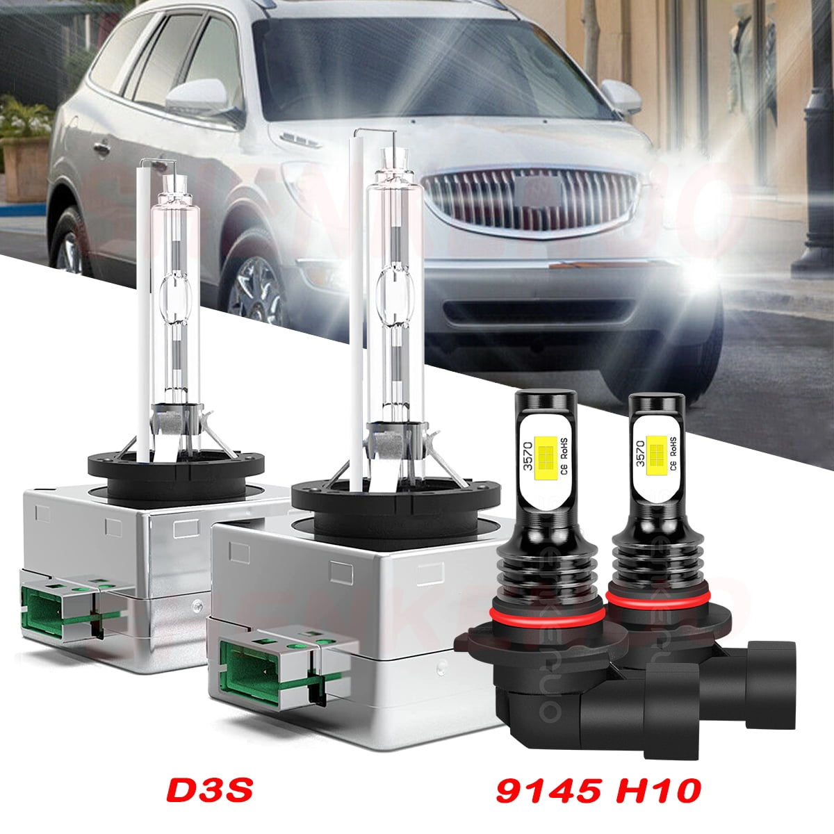 For Buick Regal 2011 2012 2013 2014 2015 2016 2017 D3S HID Headlight Bulbs 9145 H10 Led Fog ...