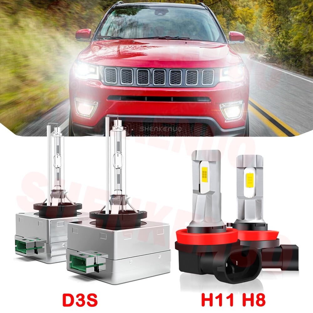 D3S HID Headlight Bulbs for Jeep Compass 2017 2018 2019 2020 H11 H8 Led Fog Lights 4pcs ...