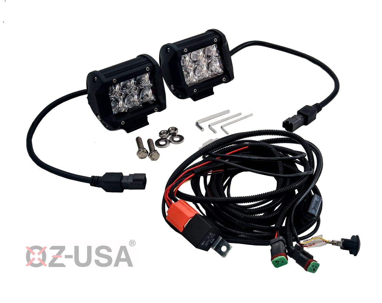 D4D 4" SPOT Beam OZ-USA® LED Pair 4D reflector Work Light Bar Black for ...