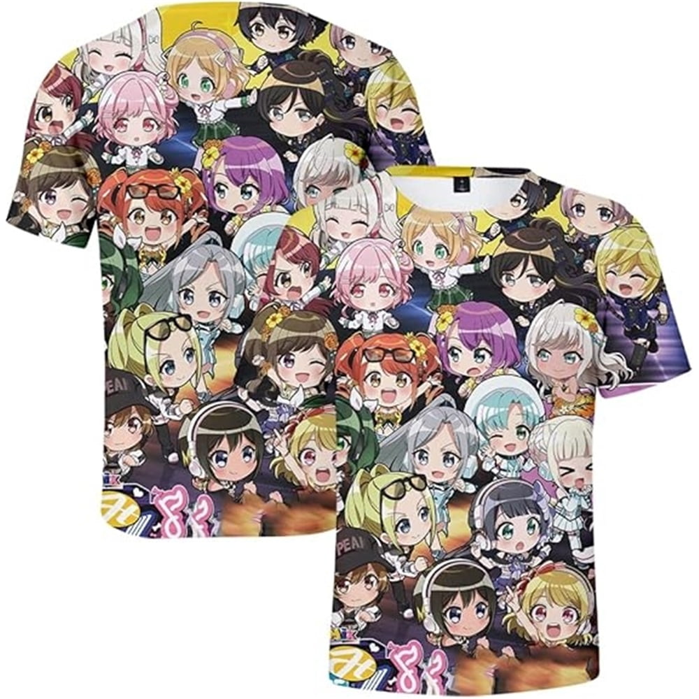 D4DJ All Mix Anime Short Sleeve Hip Hop Style Casual T-Shirt Harajuku ...