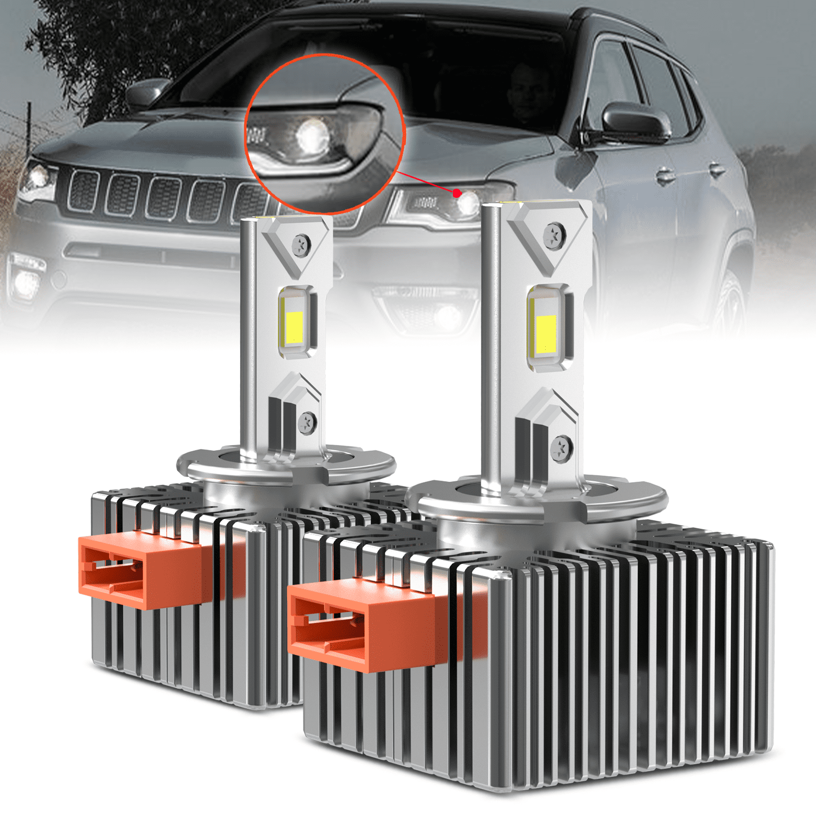 D5S LED Headlight Bulbs High-Low for Jeep Compass 2.4L 2017 2018 2019 ...