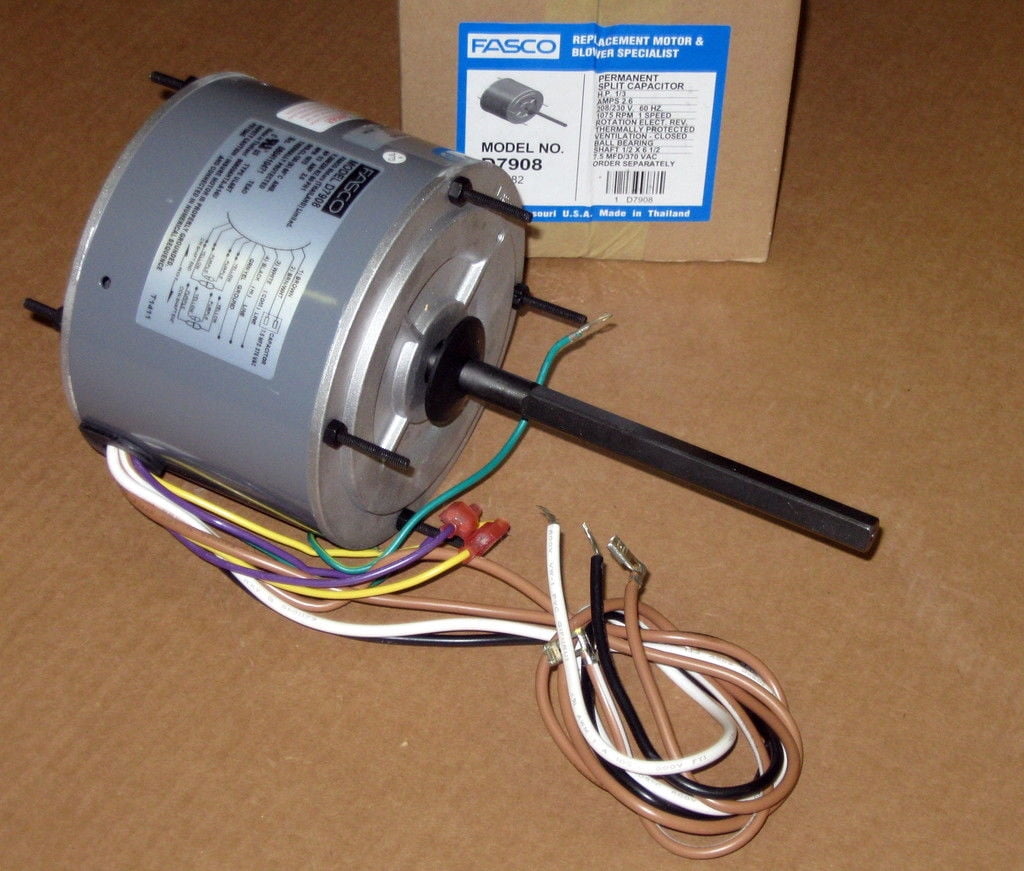 D7908 Fasco 1/3 HP 1075 RPM AC Air Conditioner Condenser Fan Motor TENV ...