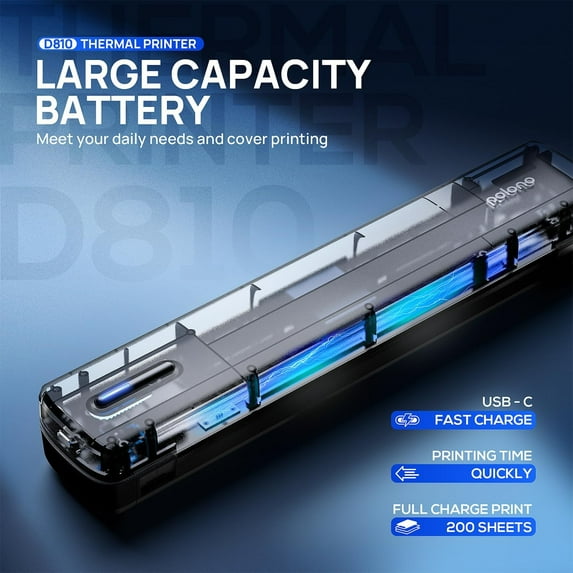 D810 Inkless Bluetooth Thermal Printer - Wireless for Travel ...