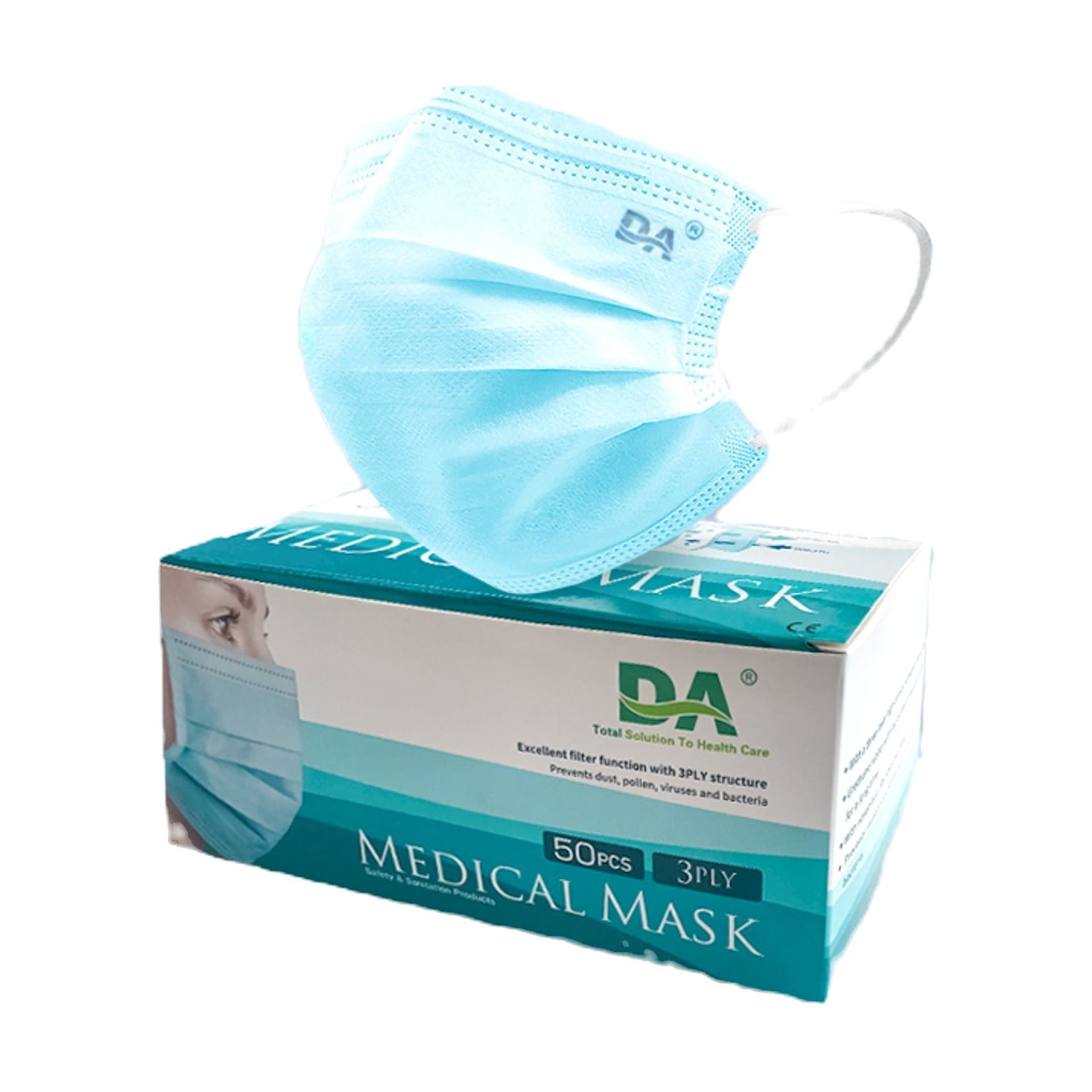 DA Medical Mask 50ct - Safety Mask Filter for Protection, Mouth and Nose Cover for Adults ...