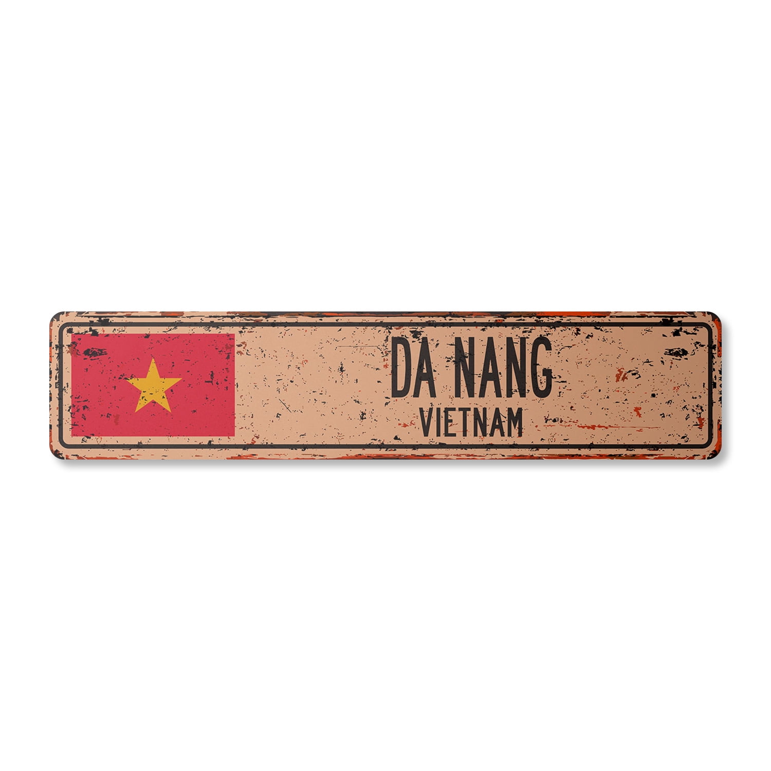 DA NANG VIETNAM Vintage Plastic Street Sign Vietnamese flag city ...